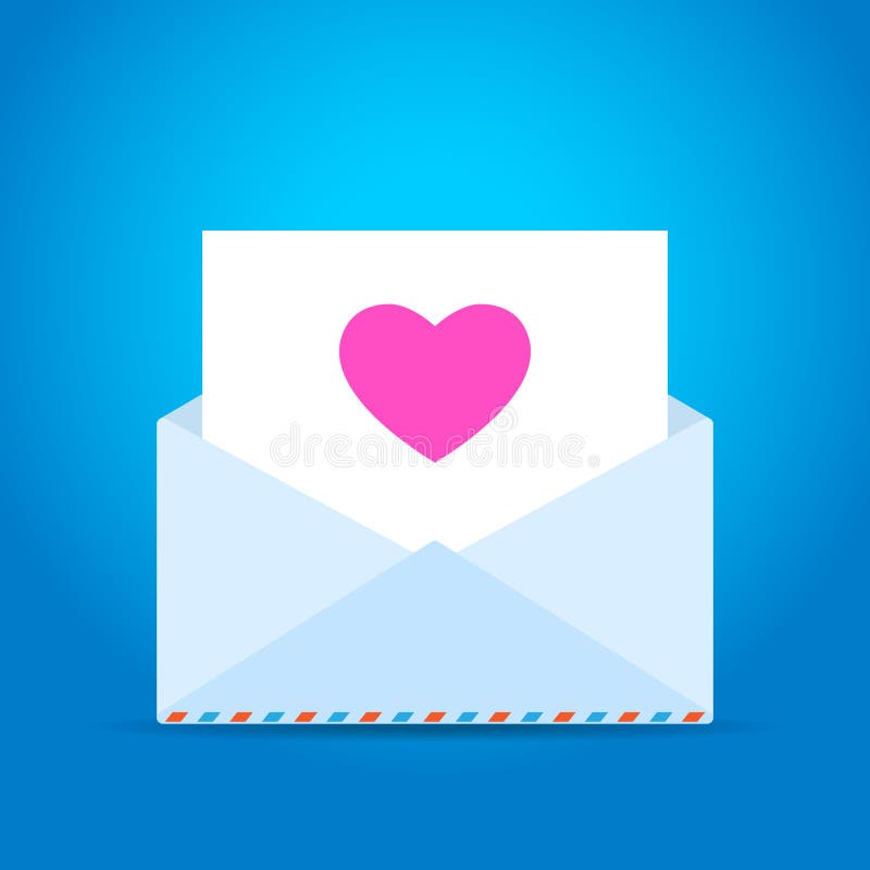 Love Letter with Pink Heart Graphic Inside Stock Vector - Illustration ...
