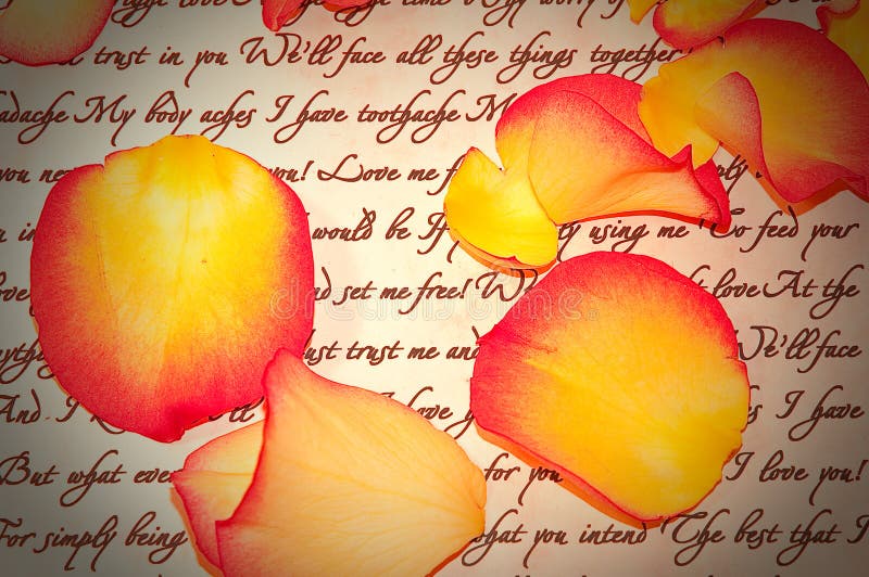 Love Letter With Rose Petals With Vignette Stock Photo - Image of group ...