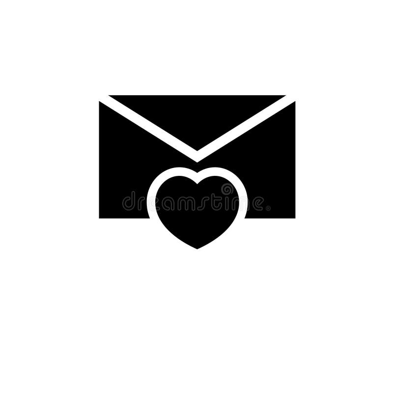 Love Letter, Valentine Message with Heart Solid Flat Vector Icon ...