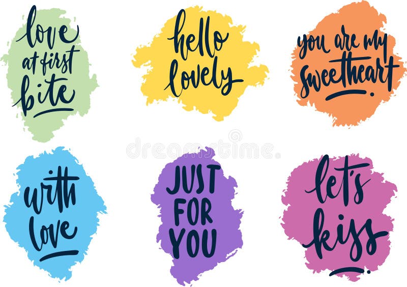 Love Lettering Design Set Hand Drawn Stock Vector - Illustration of ...