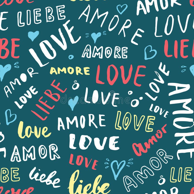 Love Lettering Seamless Pattern Vector Illustration. Love Written in ...
