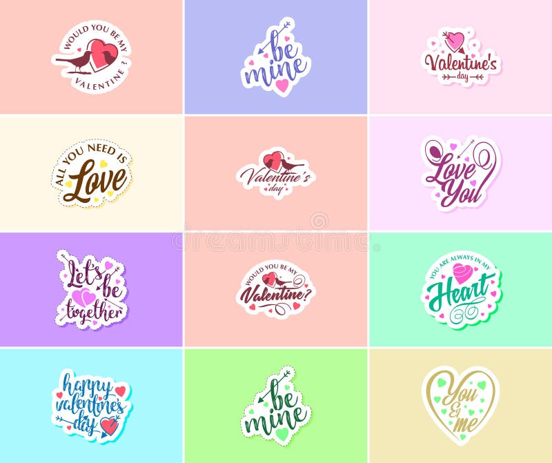 Love Lettering Stickers for the Most Romantic Day of the Year Stock ...