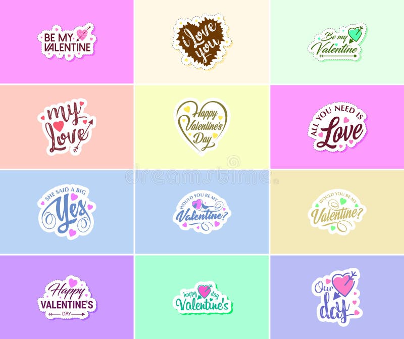 Love Lettering Stickers for the Most Romantic Day of the Year Stock ...