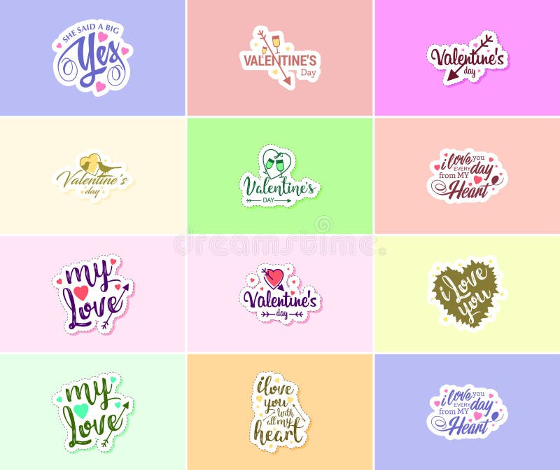 Love Lettering Stickers for the Most Romantic Day of the Year Stock ...