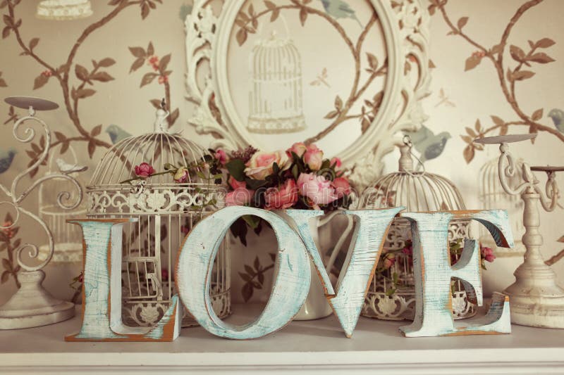 LOVE Letters on Floral Background Stock Image - Image of press ...