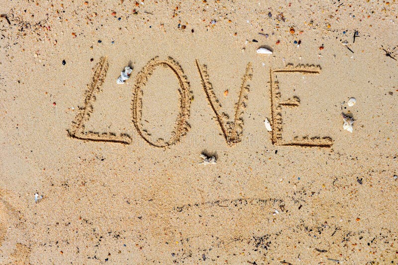 Love Letters Wrote on the Sand on a Beach Stock Image - Image of ...