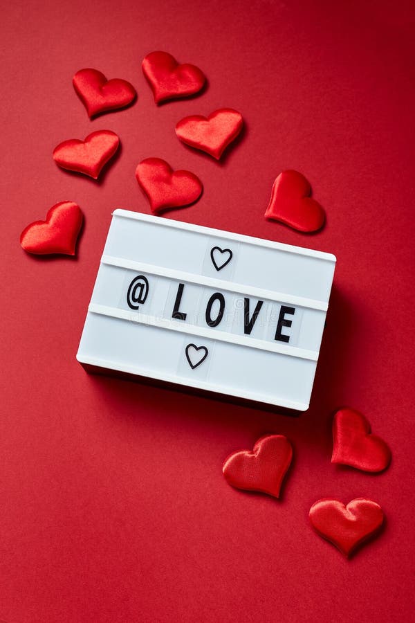 Love Lightbox Message with Red Hearts on Red Background Stock Image ...