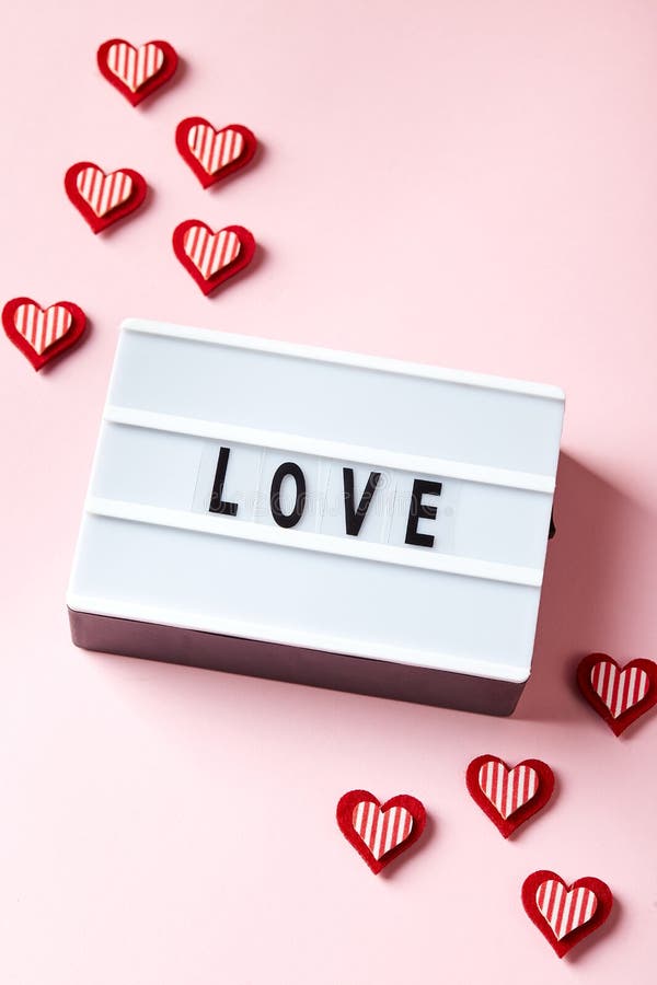 Love Lightbox Message with Red Hearts on Pink Background. Stock Image ...