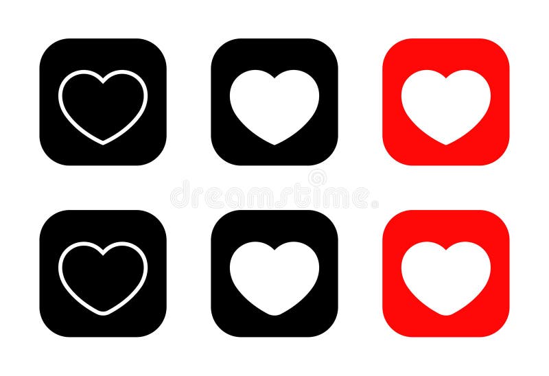 Love, Like Icon on Square Background. Heart, Favorite Symbol Vector ...