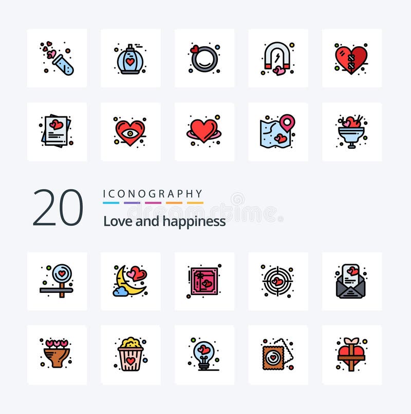 20 Love Line Filled Color Icon Pack Like Message Target Heart Heart ...
