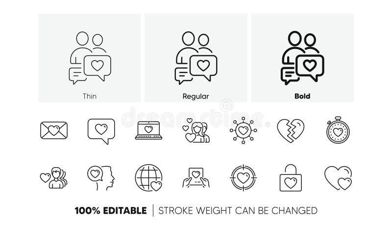 Love Line Icons. Heart, Valentines Day and Relationships. Linear Icon ...