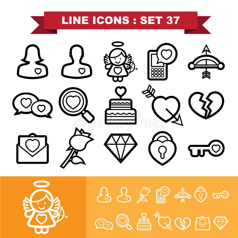 Love line icons set 37 stock vector. Illustration of gift - 44553671