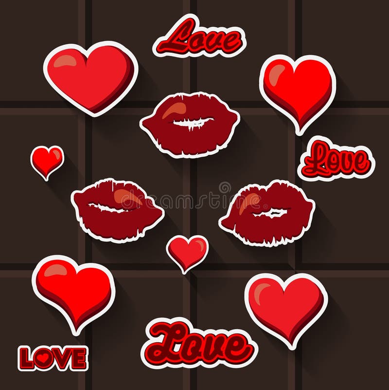 Love Lips and Stars, Valentines Concept Stock Illustration ...