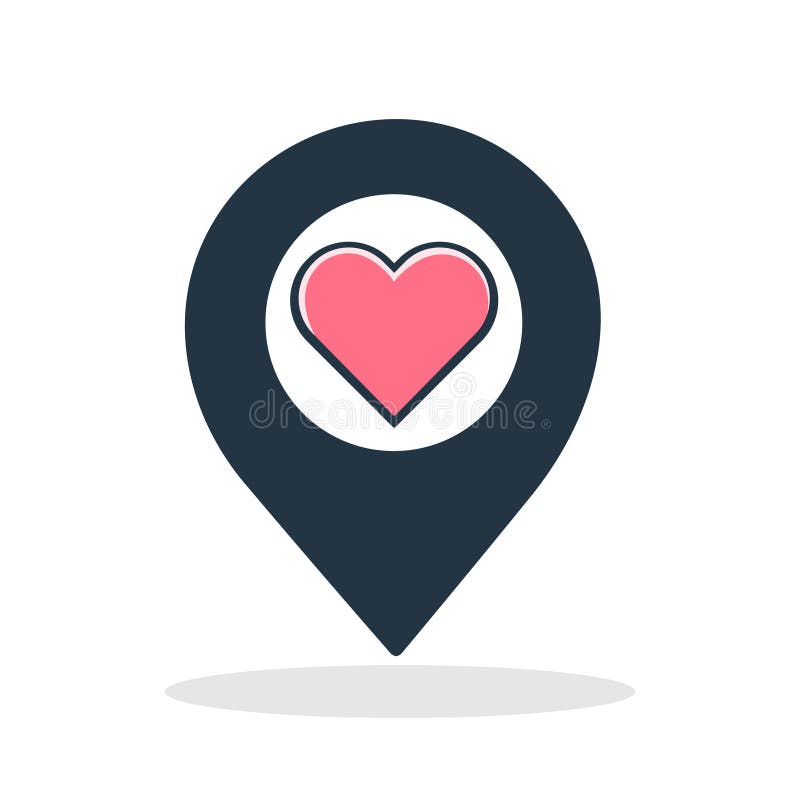 Love Location Symbol. Heart with Map Dot Stock Vector - Illustration of ...