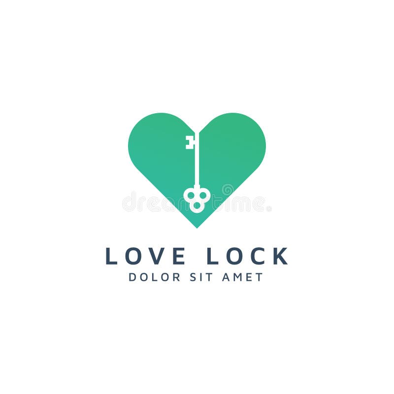 Love and Lock Negative Space Logo Design Stock Vector - Illustration of ...