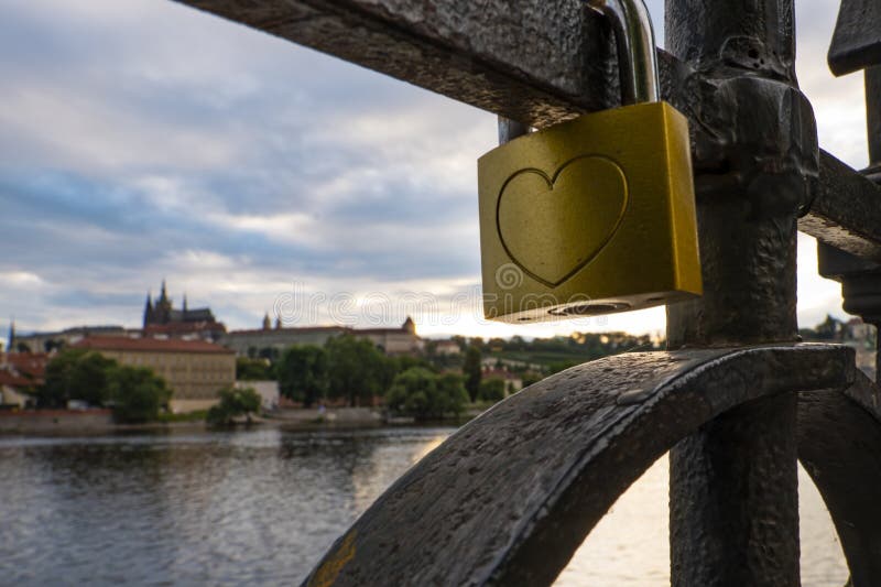 Love Lock in Prague with the Landscape in Background Stock Image ...