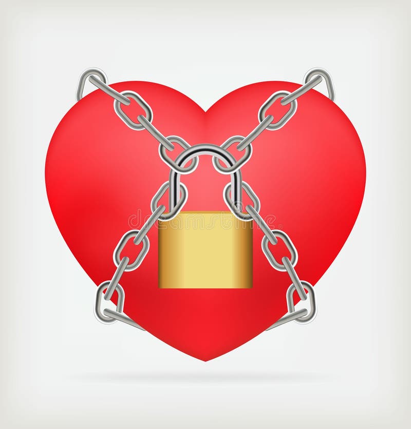Love Locked Heart Shape with Chains Stock Vector - Illustration of ...