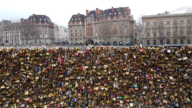 Love Locks on Arts Bridge, Paris Editorial Stock Image - Image of seine ...