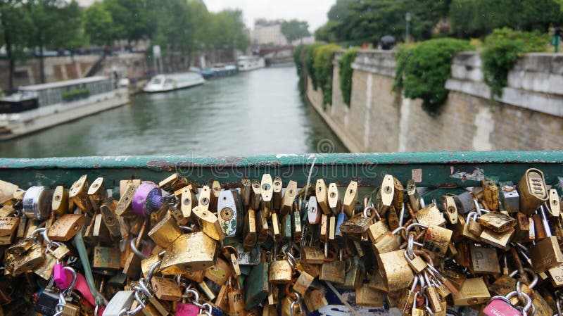 Love Locks Bridge in France Editorial Photo - Image of beautiful ...