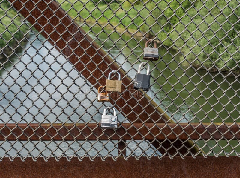 Love Locks on Fence stock image. Image of river, water - 94136107