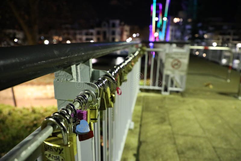 Love Locks Hand Rail stock photo. Image of keyhole, love - 99726042