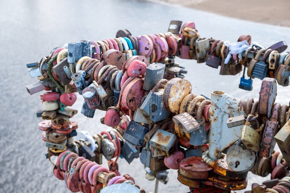 Love Locks with Names and Dates. Tradition of Hanging a Lock during a ...