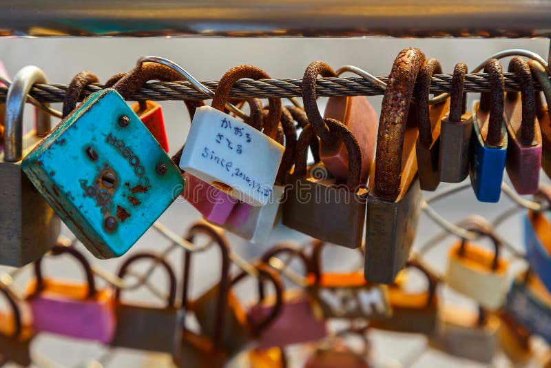 Love Locks at Osanbashi Pier in Yokohama Stock Photo - Image of lock ...