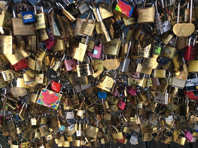 Love locks, paris editorial stock image. Image of river - 74307069