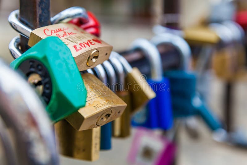 Love locks in Prague editorial photography. Image of padlocks - 251705142