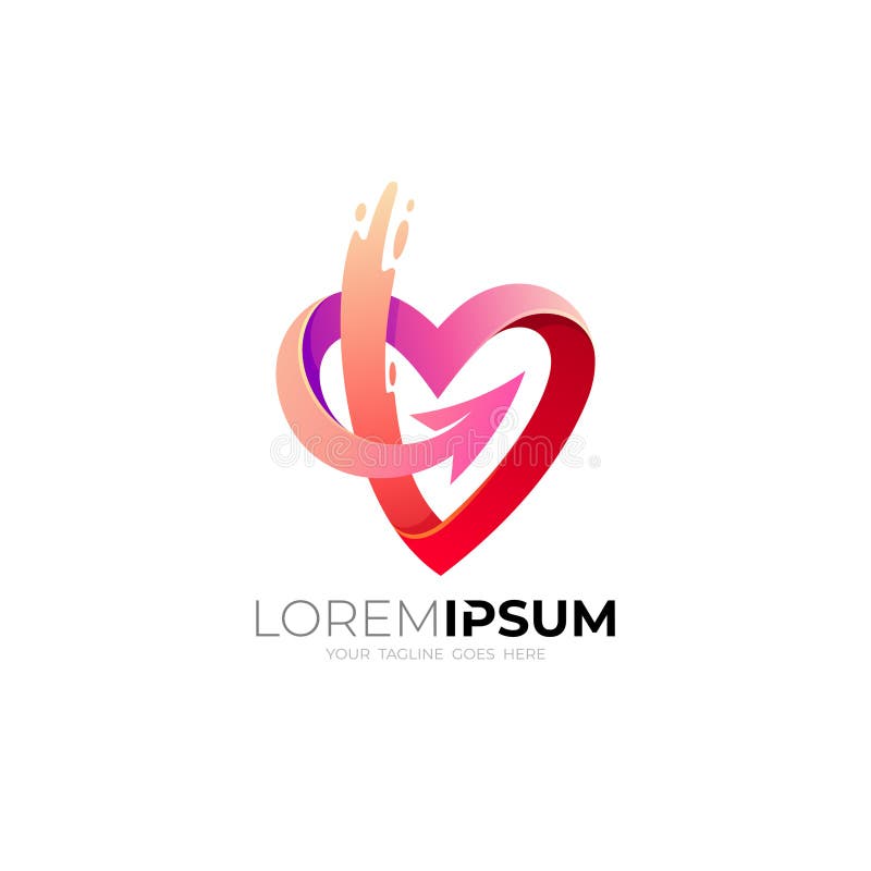 The Love Logo and the Arrow Become One, Red Color Stock Vector ...