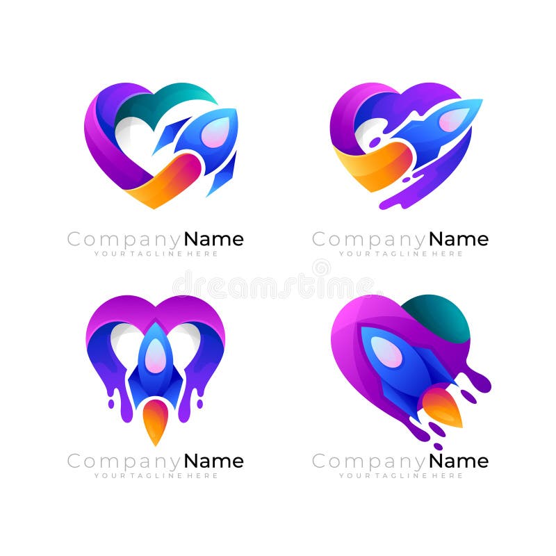 Love Logo and Rocket Design Combination, Transportation Stock Vector ...