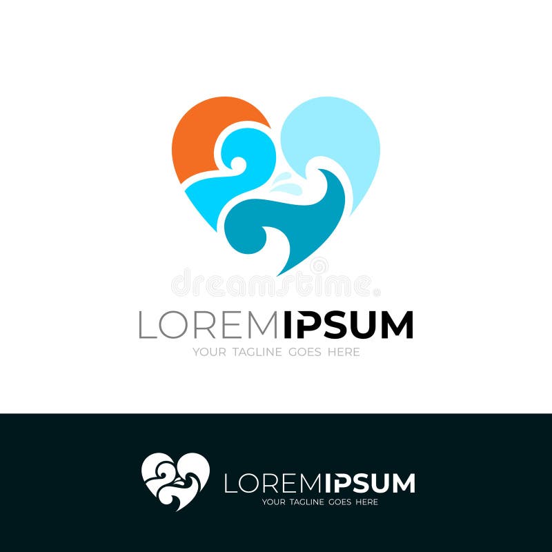 Love Logo and Water Wave Design Combination, Sea Design Stock Vector ...