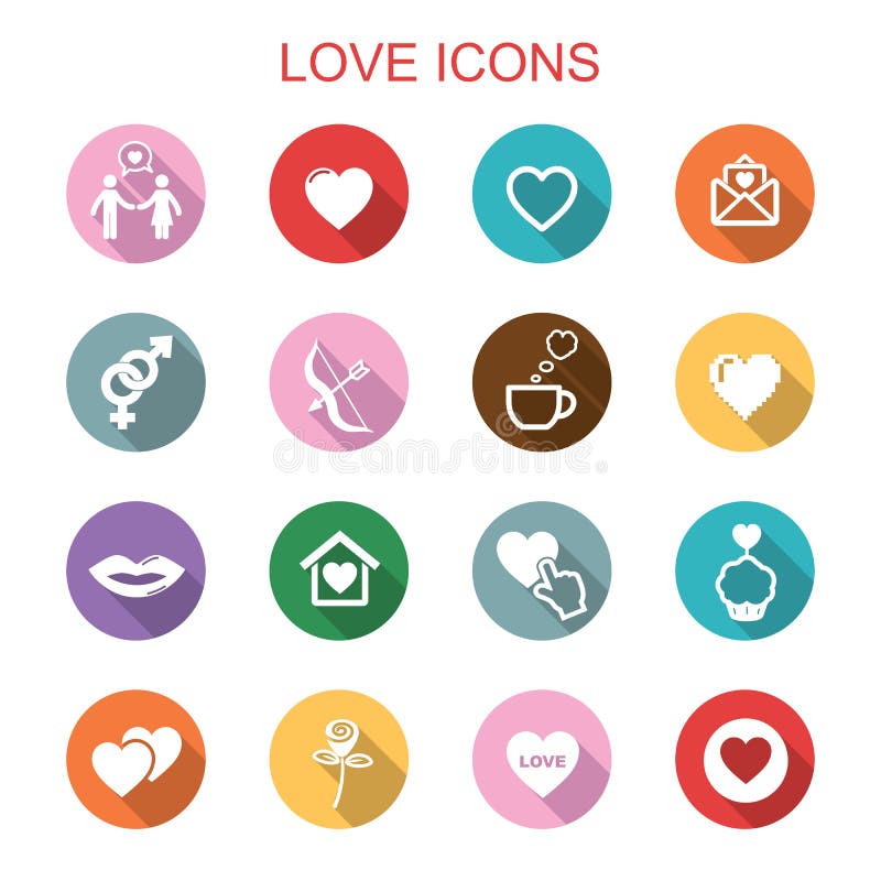 Love long shadow icons stock vector. Illustration of cupid - 47571568