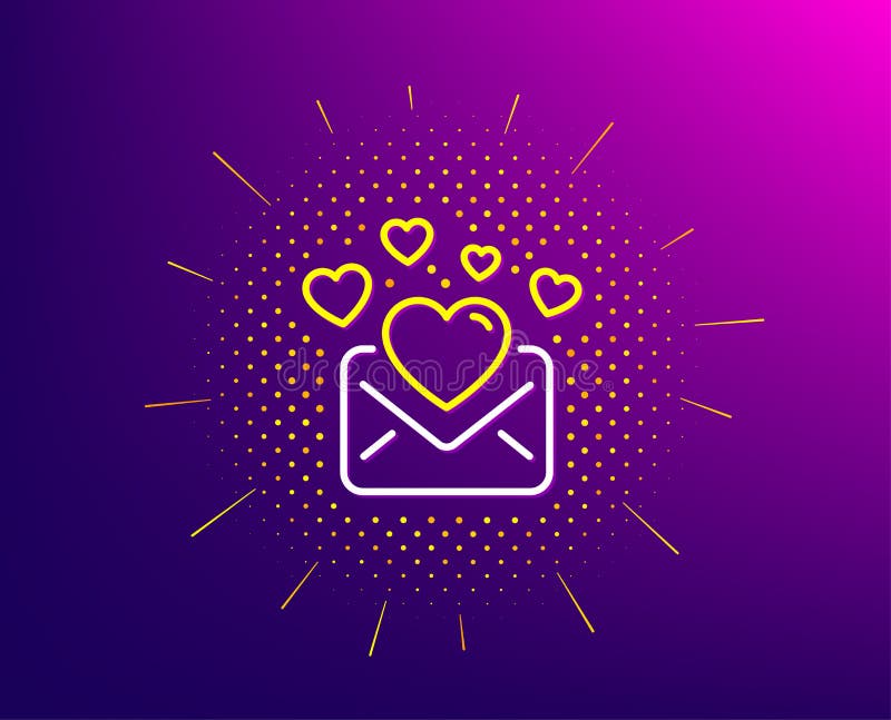 Love Mail Line Icon. Valentines Message Correspondence Sign. Vector ...