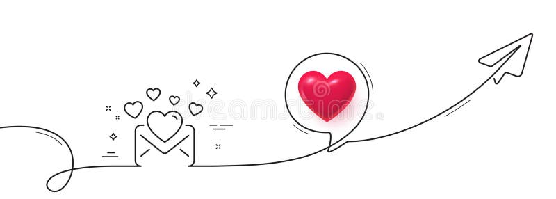 Love Mail Line Icon. Valentines Message Correspondence Sign. Continuous ...