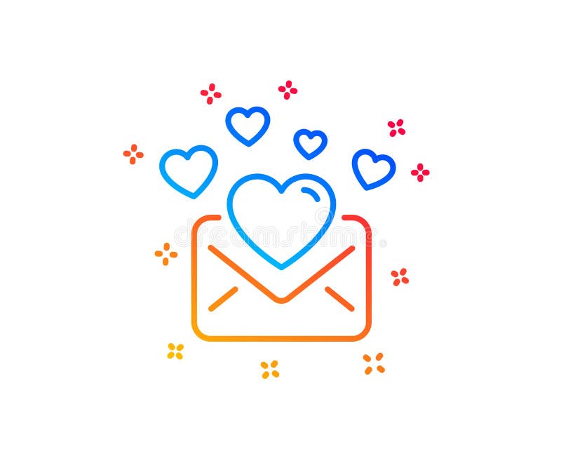 Love Mail Line Icon. Valentines Message Correspondence Sign. Vector ...