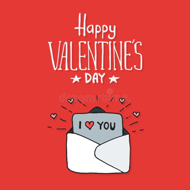 Love Mail with Valentine Card Stock Vector - Illustration of open ...