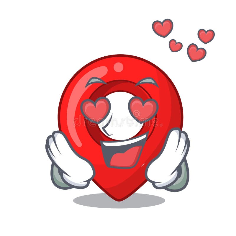 With Heart Pin Location Cartoon Character with Mascot Stock Vector ...