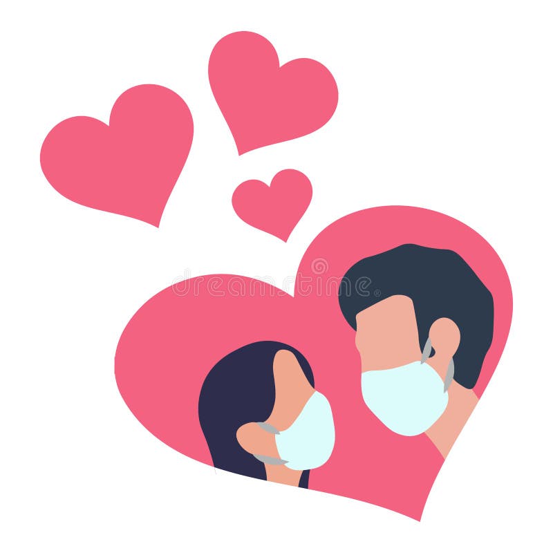 Love in Medical Masks. Vector Illustration Stock Illustration ...