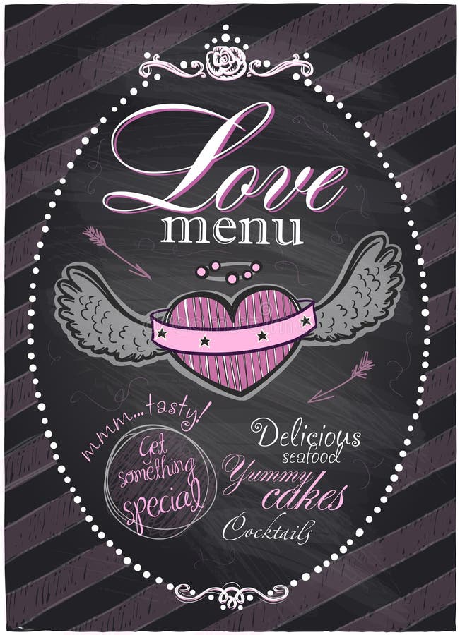 Love menu chalk. stock vector. Illustration of order - 41835762