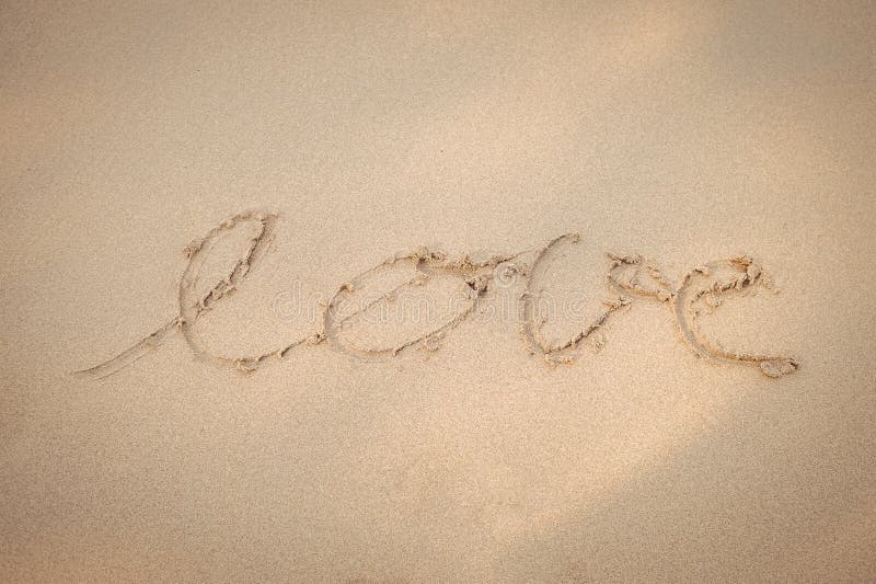 Love Message Hand Writing on the Sand Beach Stock Photo - Image of idea ...