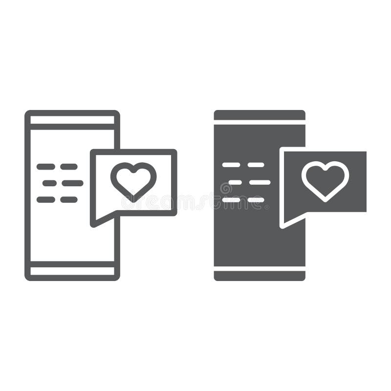 Message Line and Glyph Icon, Chat and Dialog, Bubble Speech Sign ...