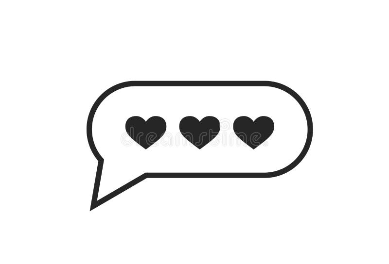 Love Message Line Icon. Chat Bubble with Three Small Hearts. Valentines ...