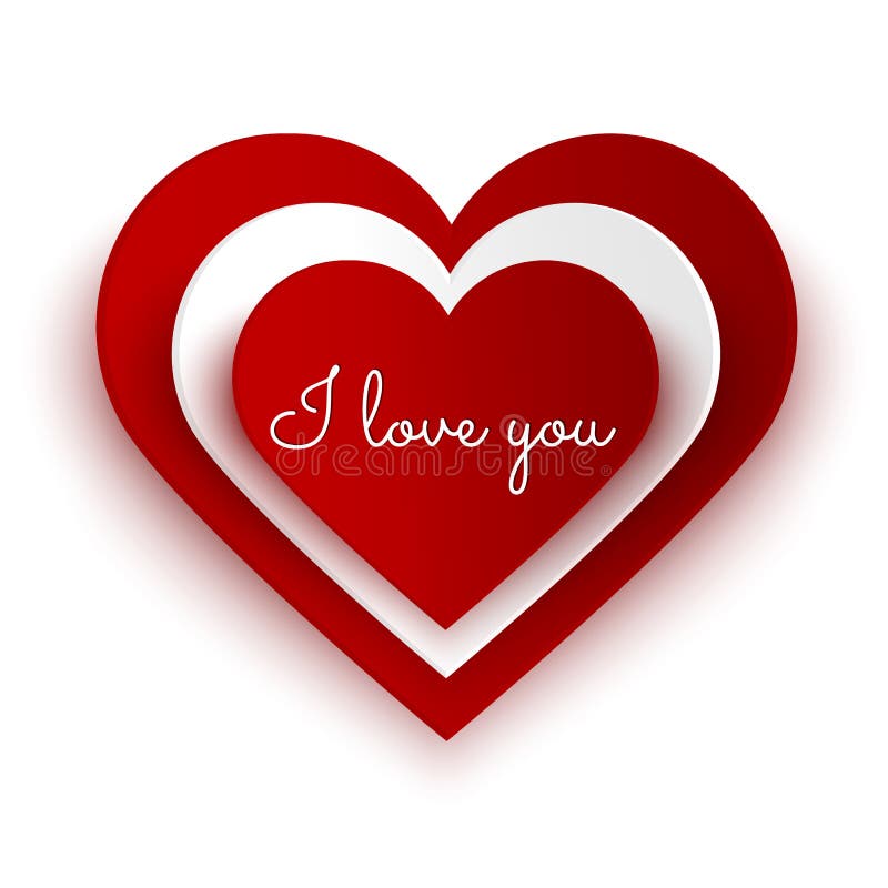 Love Message on Paper Heart on White Stock Vector - Illustration of ...