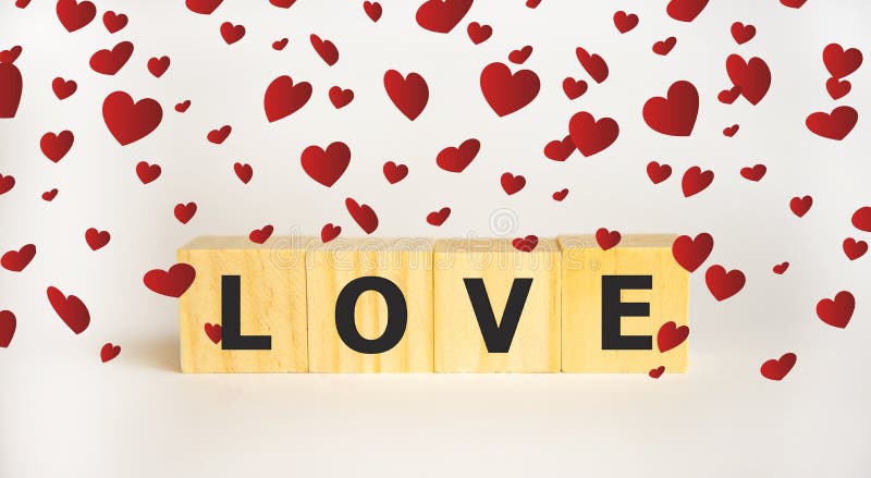 Love Message Written in Wooden Blocks. Red Heart. Stock Photo - Image ...