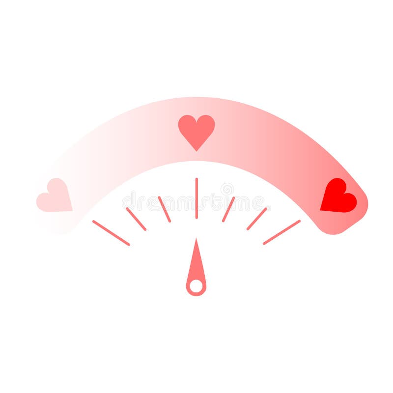 Love Meter in Speedometer Design, Vector Illustration with Mid Score ...