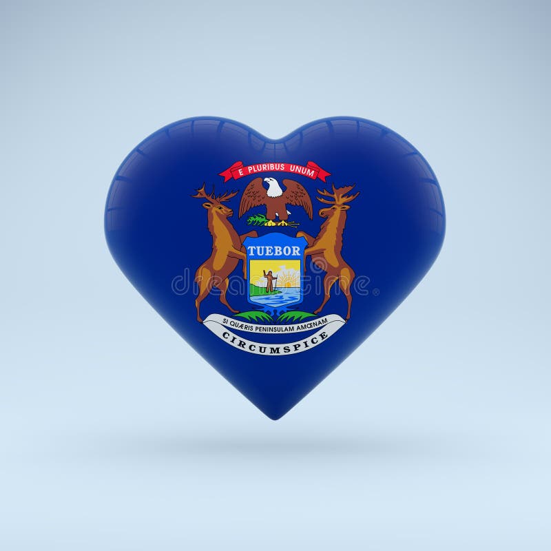 Love Michigan State Symbol. Heart Flag Icon Stock Illustration ...