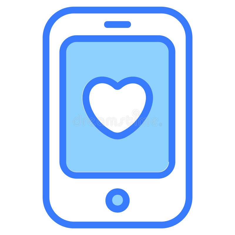 Love Mobile, Cellphone Icon, Simple Design Blue Line Stock Vector ...