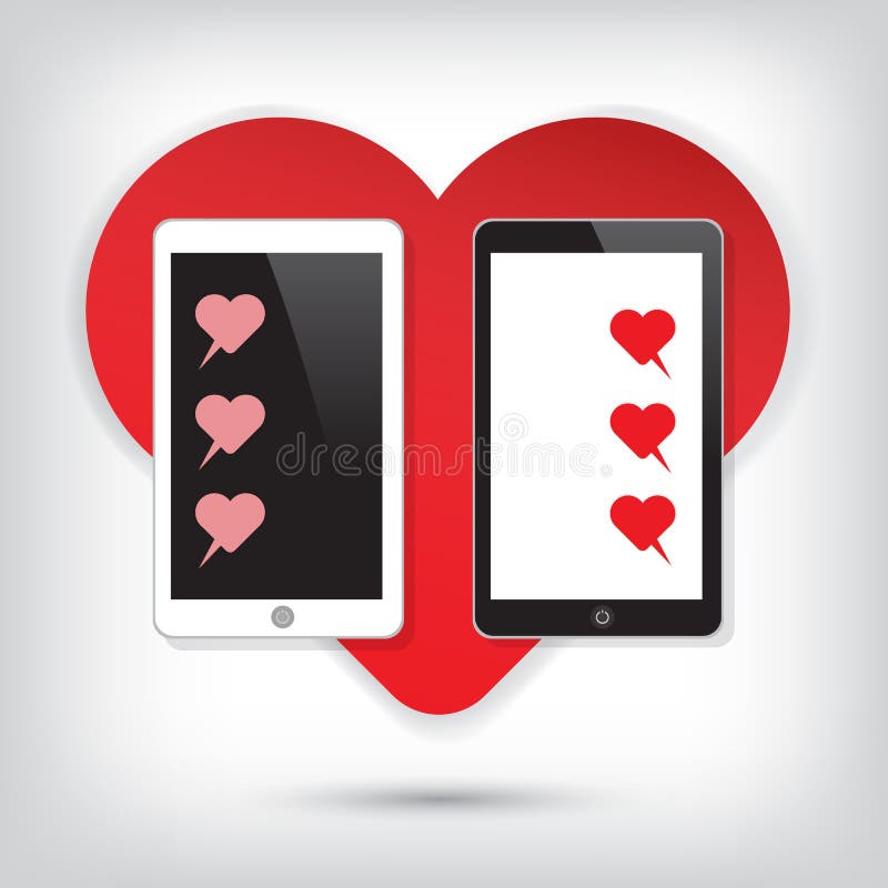 Love Mobile Phone with Heart Chat Stock Vector - Illustration of ...