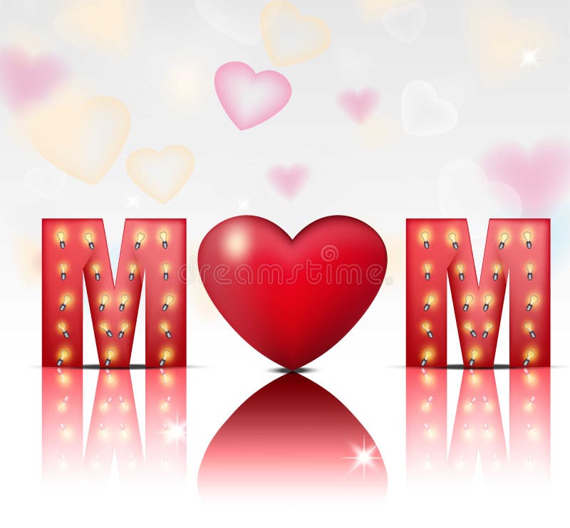 Love Mom Text Card Vector. Lights Backgrounds Stock Vector ...